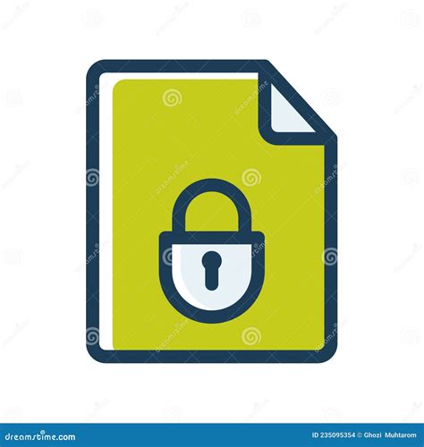 Encrypted Document With Lock Secure Single Isolated Icon With Dash Or