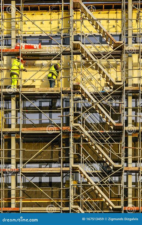 Scaffolding Arround The House To Install Thermal Insulation Of The Scaffolding Arround The House To Install Thermal Insulation Of The