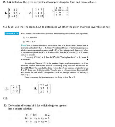 Solved 13 And 7 Reduce The Given Determinant To Upper