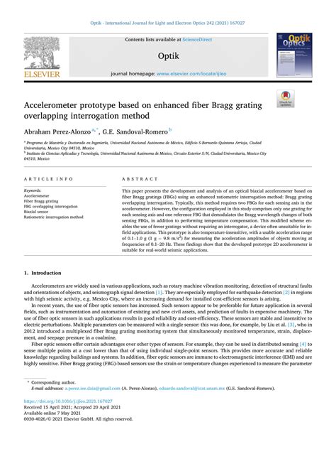 Pdf Accelerometer Prototype Based On Enhanced Fiber Bragg Grating Overlapping Interrogation Method