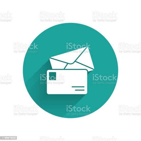 긴 그림자로 격리된 흰색 봉투 아이콘입니다 전자 메일 메시지 문자 기호입니다 녹색 원 버튼입니다 벡터 일러스트레이션 개념에 대한 스톡 벡터 아트 및 기타 이미지 Istock