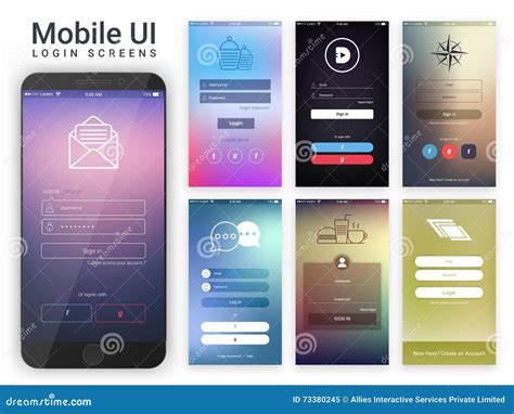User Interface For Mobile Login Screens Stock Illustration
