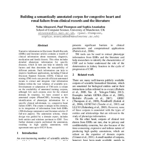 Building A Semantically Annotated Corpus For Congestive Heart And Renal