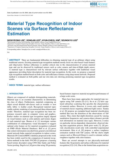 Pdf Material Type Recognition Of Indoor Scenes Via Surface Reflectance Estimation