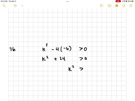 ⏩solved use the discriminant to help solve each problem determine k