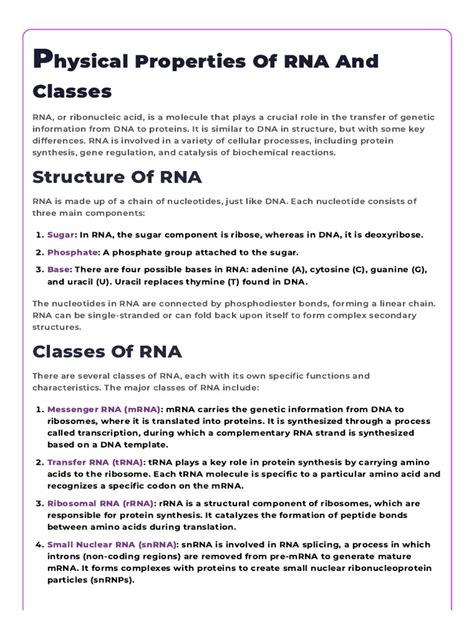 Physical Properties Of Rna And Classes Pdf