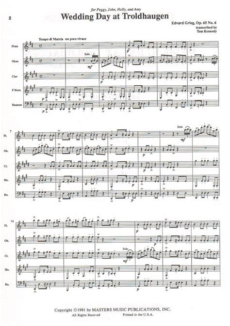 Wedding Day At Troldhaugen Score And Parts Ww5 Trevco Music