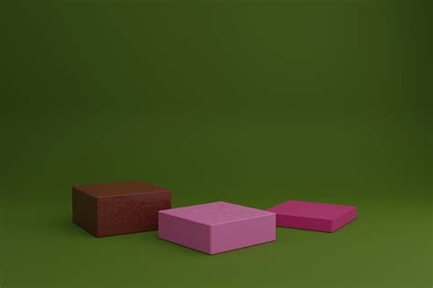 간단한 기하학적 3d 요소로 빈 쇼케이스 모형 화장품 프리젠 테이션을위한 빈 연단 차분한 파스텔 색상의 기하학적 모양이 있는