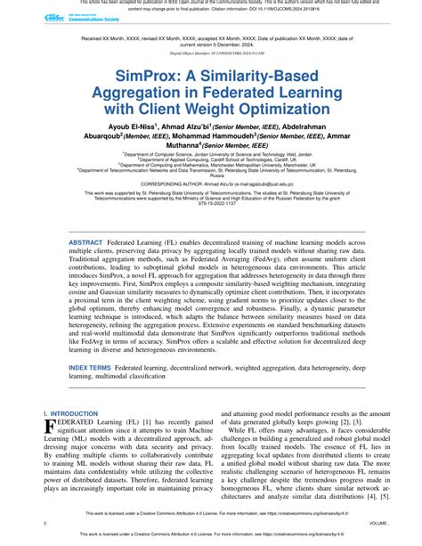 Pdf Simprox A Similarity Based Aggregation In Federated Learning