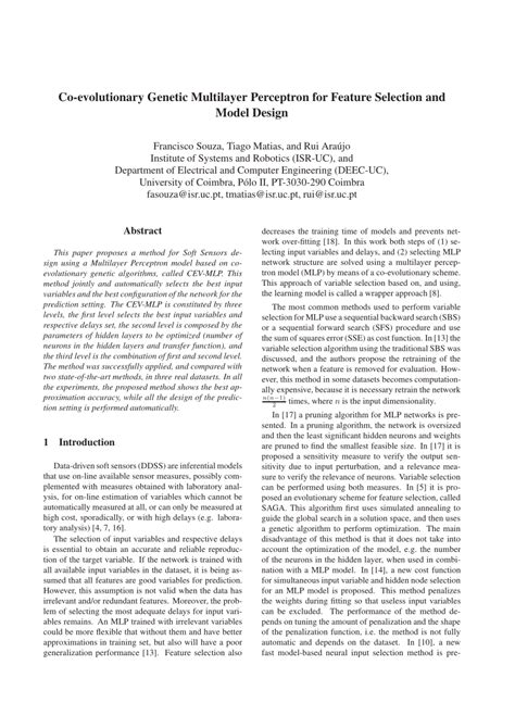 Pdf Co Evolutionary Genetic Multilayer Perceptron For Feature