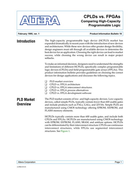 Cplds Vs Fpgas Comparing High Capacity Programmable Logic