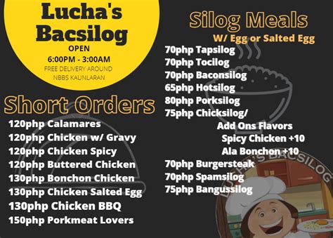 Luchas Bacsilog Menu 😋😋😋🍳🥓🧀🍗 Luchas Bacsilog