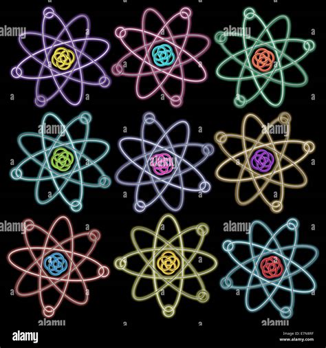 Colorful Atomic Structure Illustration Abstract Science And Physics Art Perfect For