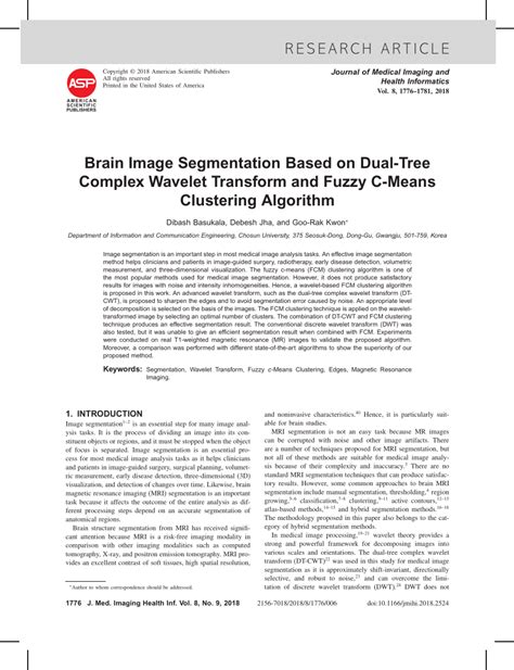 Pdf Brain Image Segmentation Based On Dual Tree Complex Wavelet