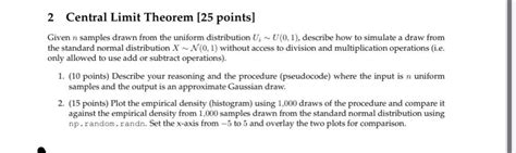 Solved Central Limit Theorem Points Given N Samples Chegg