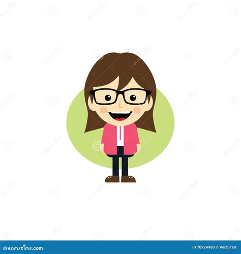 Geek Cartoon Nerd Character Stock Vector Illustration Of Smile Babe 70924960