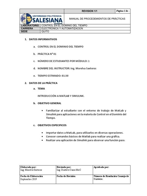 Práctica 1 Introducción A Matlab Y Simulink Pdf Matlab Informática