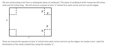 solved we are constructing a box from a rectangular piece of