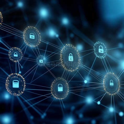 Ai Generated Illustration Of Network Security Concept With Interconnected Locks And Data Symbols