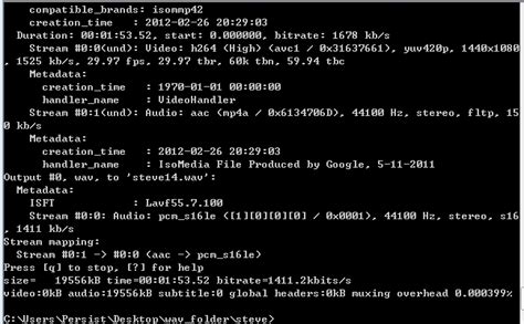 how to remove ffmpeg metadata software lavf55 7 100 stack overflow