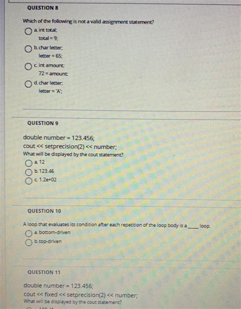 solved questions which of the following is not a valid