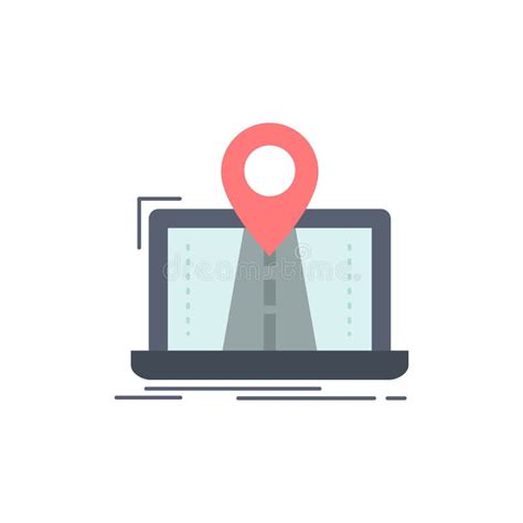 Navigation Map System Gps Route Flat Color Icon Vector Stock Vector