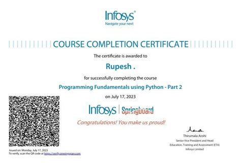 Rupesh On Linkedin Insinfosysspringboard Infosys Pythonprogramming