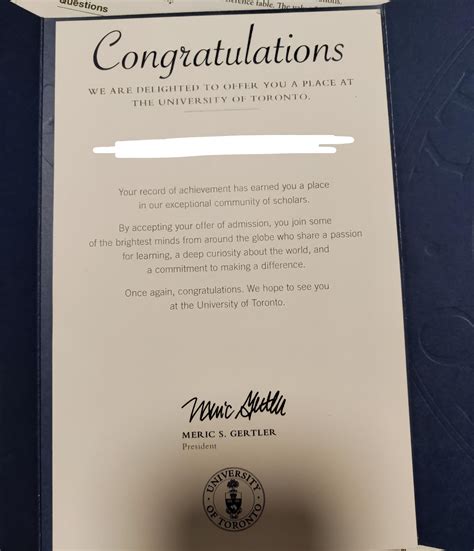 Uoft Acceptance Letter R Ontariograde12s