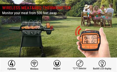 Thermopro Tp27c 4 Meat Probes 150m Wireless Digital Thermometer Kitchen