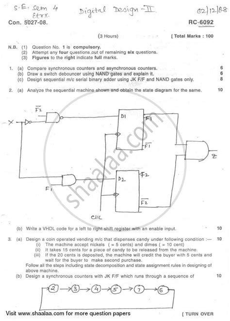 Digital System Design 2 2008 2009 Be Electronics Engineering Semester 4 Se Second Year Old