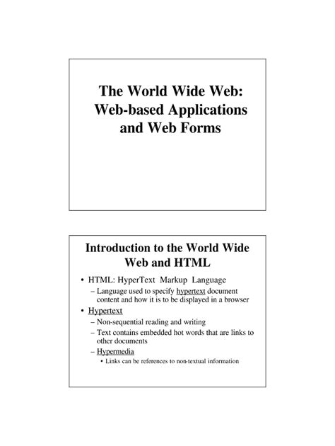 The World Wide Web Web Based Applications And Web Forms Fill Out
