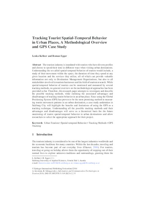 Pdf Tracking Tourist Spatial Temporal Behavior In Urban Places A Methodological Overview And