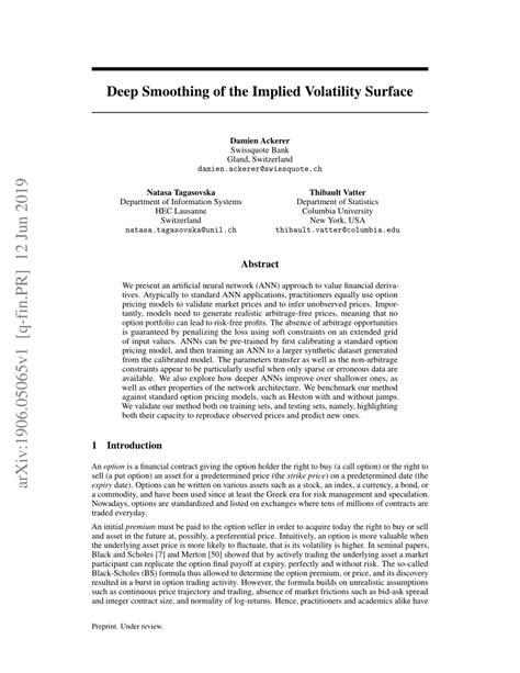 Pdf Deep Smoothing Of The Implied Volatility Surface