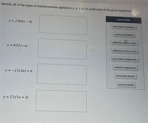 solved identify all of the types of transformations applied