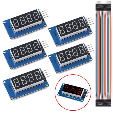 Daoki 5pcs Led Display Module Tm1637 7 Segment 4 Bits Common Anode Clock Red