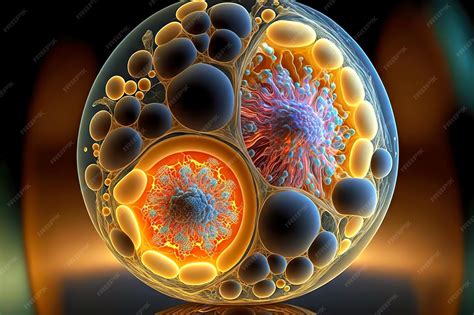 Premium Photo Cell Division Into Two Nuclei In Yellow Black Tones