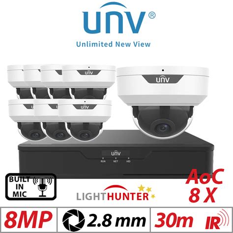 8mp 8ch Uniview 8x Lighthunter Fixed Dome Analog Camera With Built In Mic 2 8mm White Uac D128