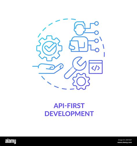 Api First Development Blue Gradient Concept Icon Stock Vector Image