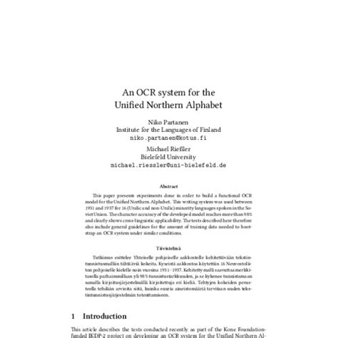 An Ocr System For The Unified Northern Alphabet Acl Anthology