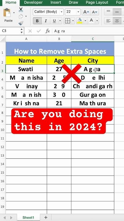 Remove Extra Spaces In Excel 🔥🔥excel Interview Questions Shorts