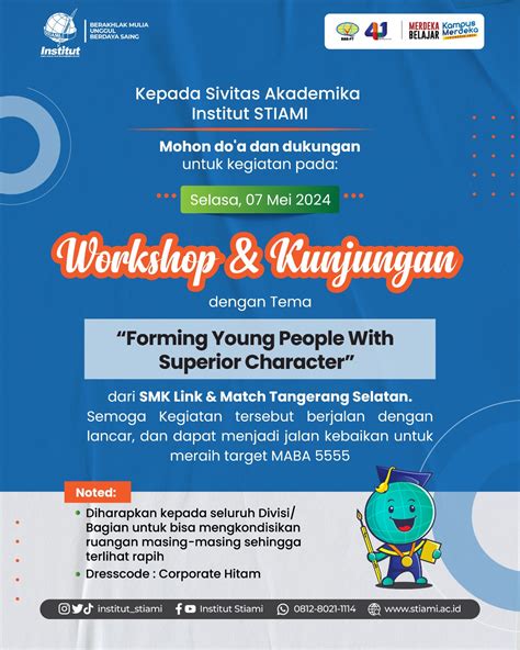 Pengumuman Workshop And Kunjungan Smk Link And Match Tangsel Institut Stiami