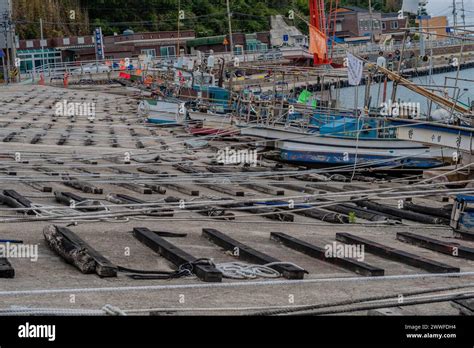Array Of Ropes And Mooring Lines In A Busy Fishing Boat Dry Dock On A