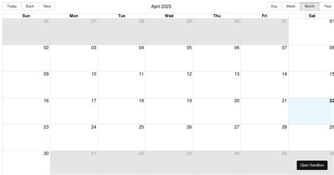 React Big Calendar Custom Year View Codesandbox