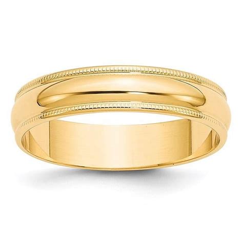 14k Yellow Gold 5 Mm Ltw Milgrain Half Round Band Size 6