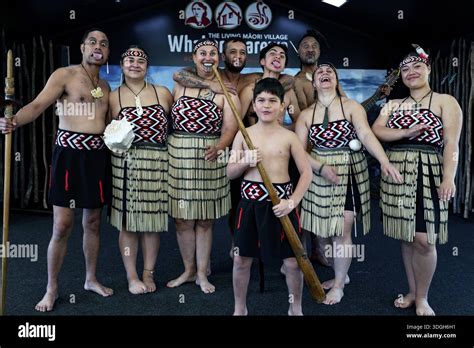 Maori Group Wearing Traditional Clothing At A Cultural Performance In