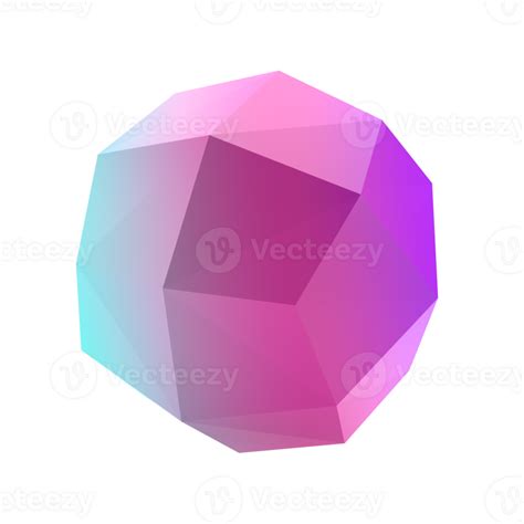 3d Polygon Shape Metal Geometric Realistic Glossy Turquoise And Lilac Gradient Luxury Template