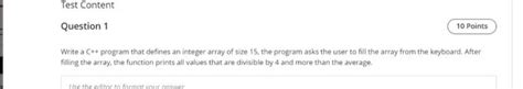 Solved Test Content Question 1 10 Points Write A C Program