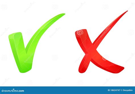Tick And Cross Signs Green And Red Checkmark Vector 104803427
