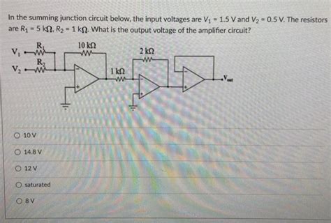 Solved In The Summing Junction Circuit Below The Input