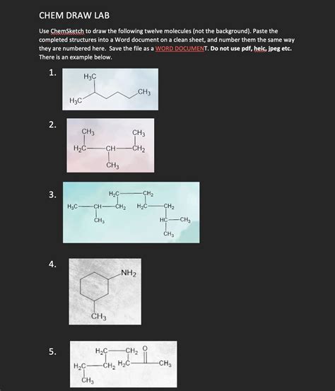 Solved CHEM DRAW LAB Use ChemSketch To Draw The Following Chegg